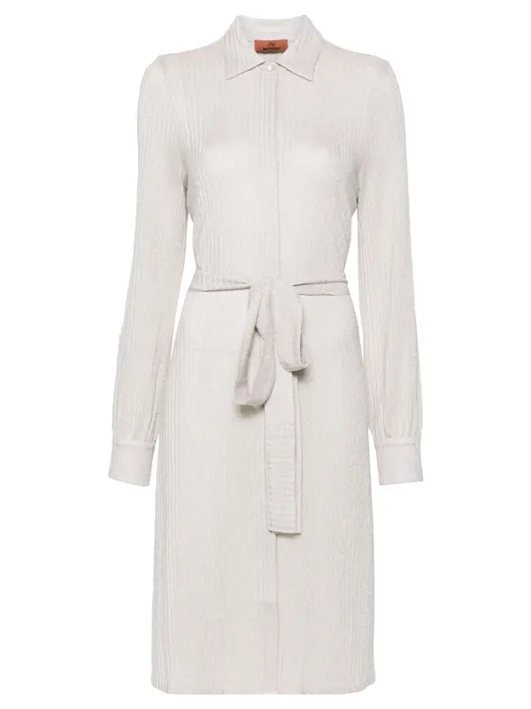 Missoni Lamé-effect Belted Shirtdress - Neutrals