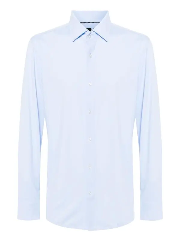 BOSS Spread-collar Jersey Shirt - Blue