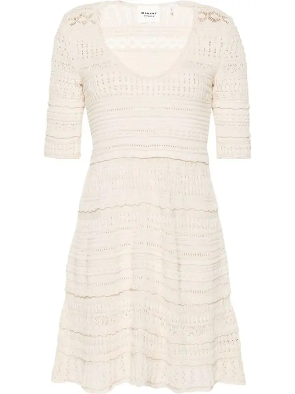 MARANT ETOILE Jumi Crochet-knit Mini Dress - Neutrals