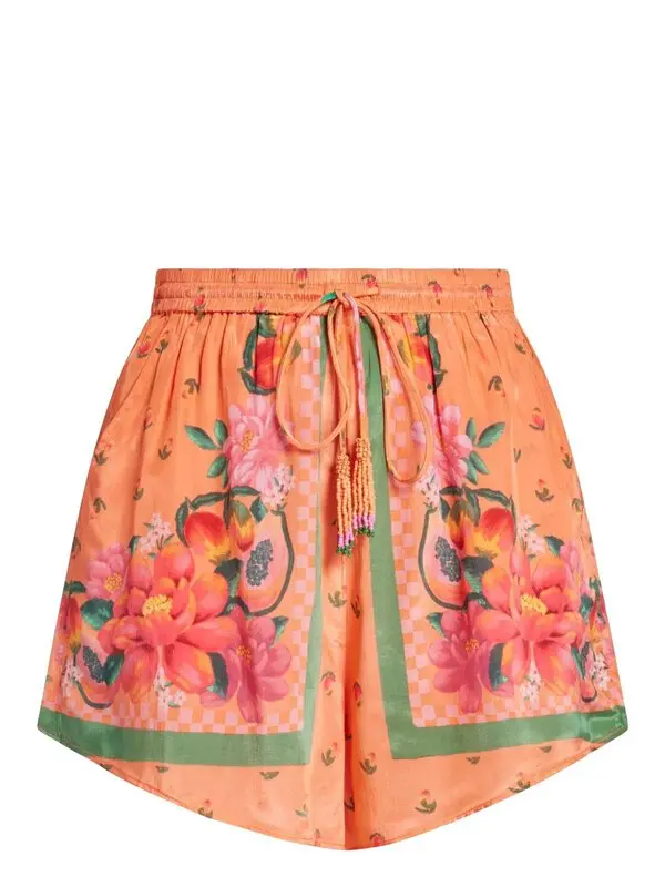 Farm Rio Fruit Garden-print Thigh-length Shorts - Orange