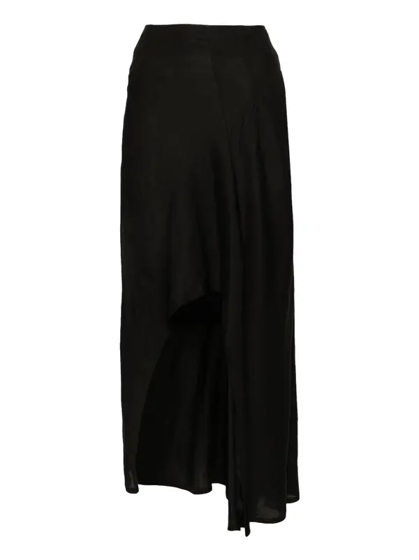Yohji Yamamoto Pleat-detail Asymmetric Skirt - Black