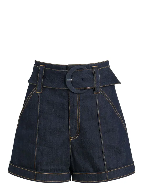 Cinq À Sept Aldi Belted Denim Shorts - Blue