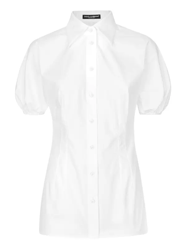 Dolce & Gabbana Short Puff-sleeves Shirt - White