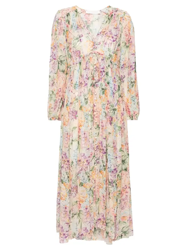 Zimmermann Halliday Floral-print Maxi Dress - Neutrals