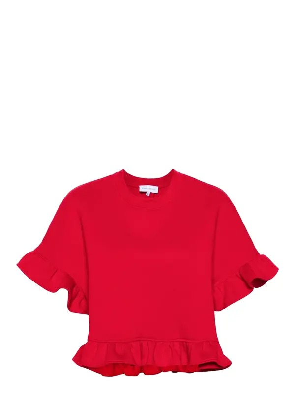 IOANA CIOLACU Peony Ruffled Jersey Top - Red