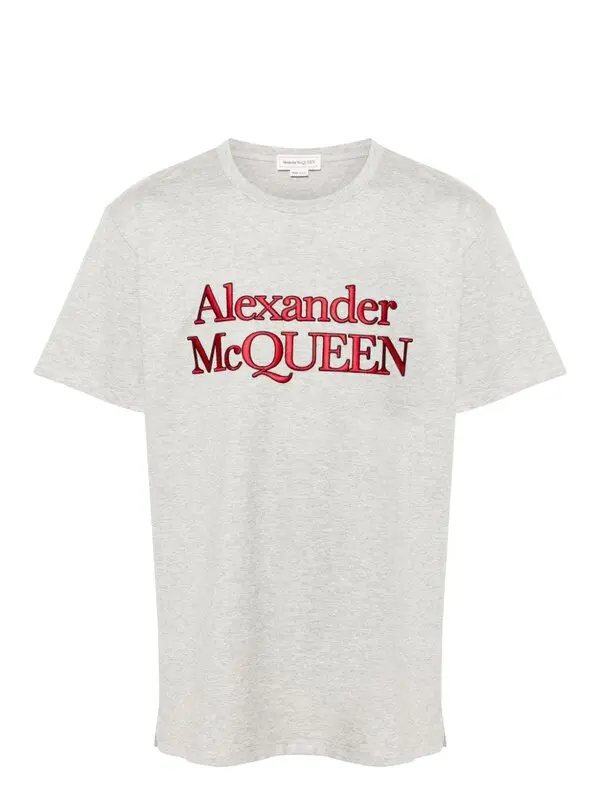 Alexander McQueen Logo-embroidered T-shirt - Grey