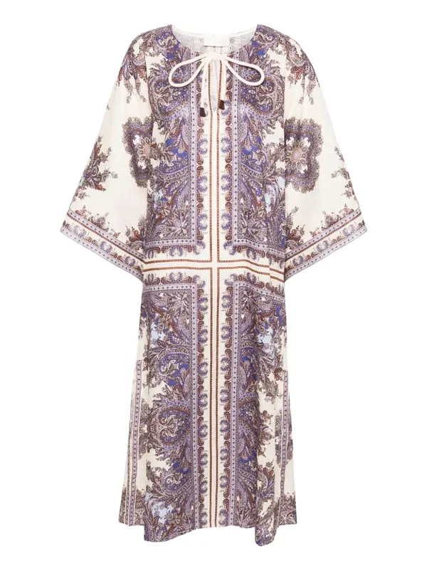 Zimmermann Ottie Linen Kaftan Dress - Neutrals