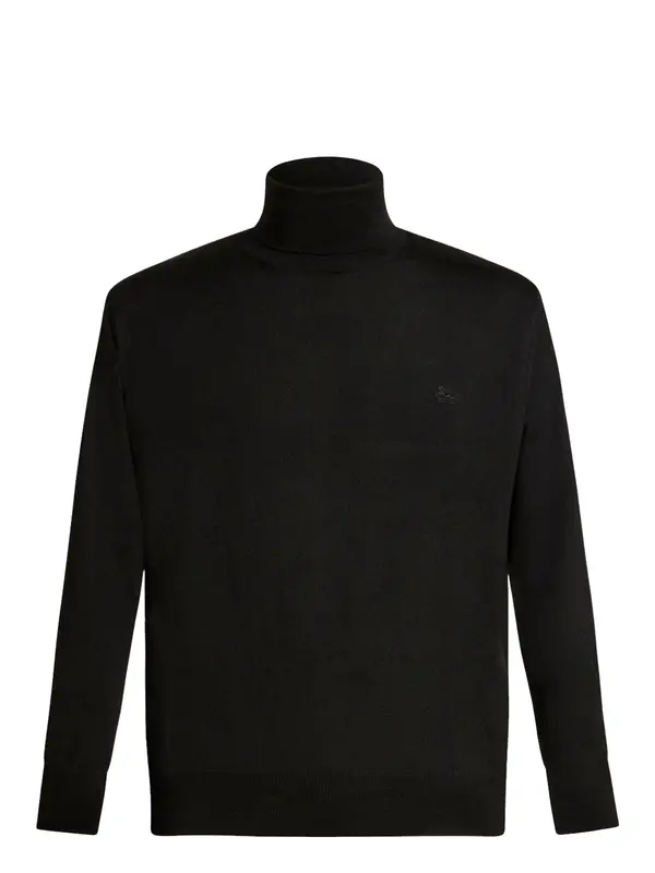 Etro Pegaso-appliqué Wool Jumper - Black