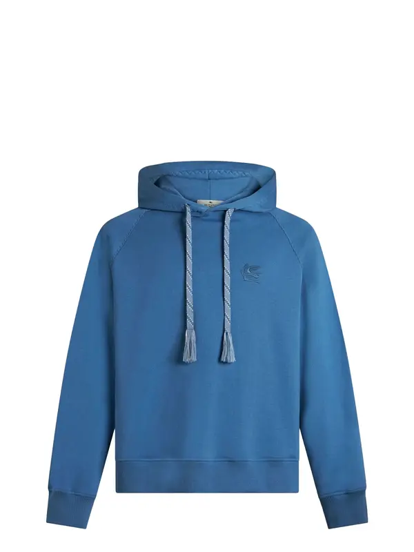 Etro Pegaso-embroidered Drawstring Hoodie - Blue