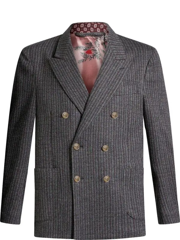 Etro Striped Double-breasted Blazer - Grey