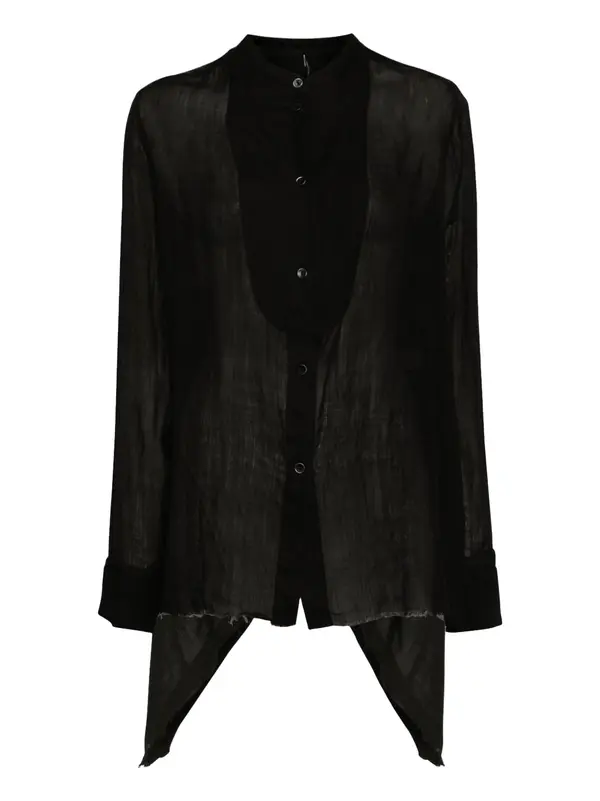 Masnada Band-collar Shirt - Black