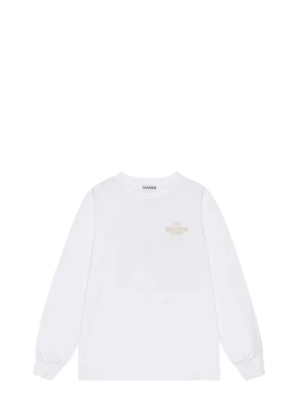 GANNI Logo-print Cotton Sweatshirt - White