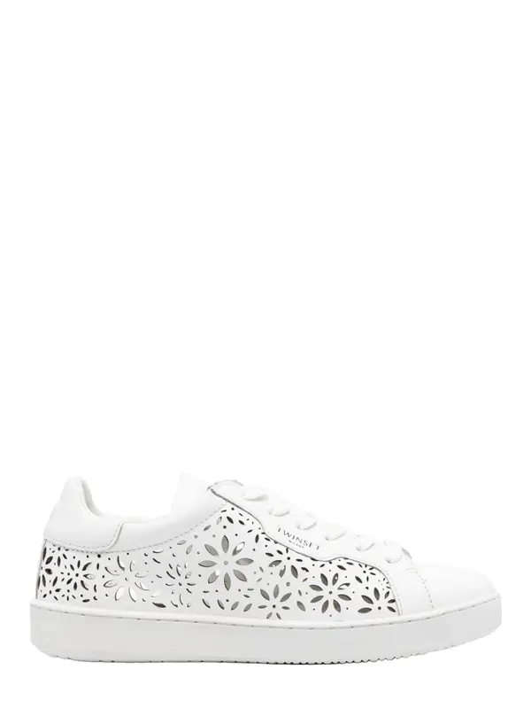 TWINSET Laser-cut Leather Sneakers - White