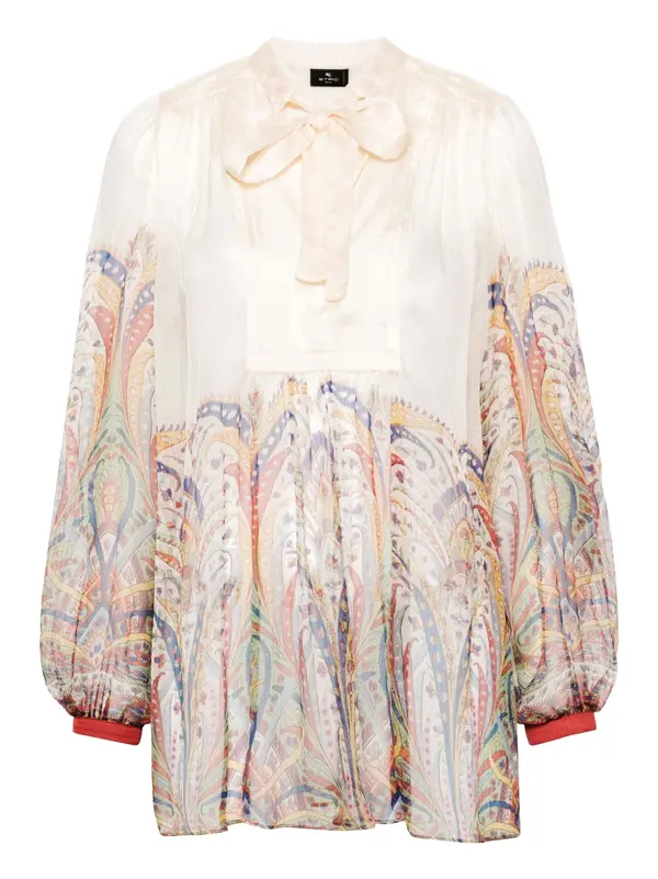 Etro Graphic-print Silk Blouse - Neutrals