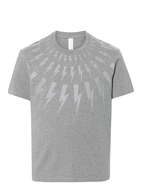 Neil Barrett Bolt-print Cotton T-shirt - Grey