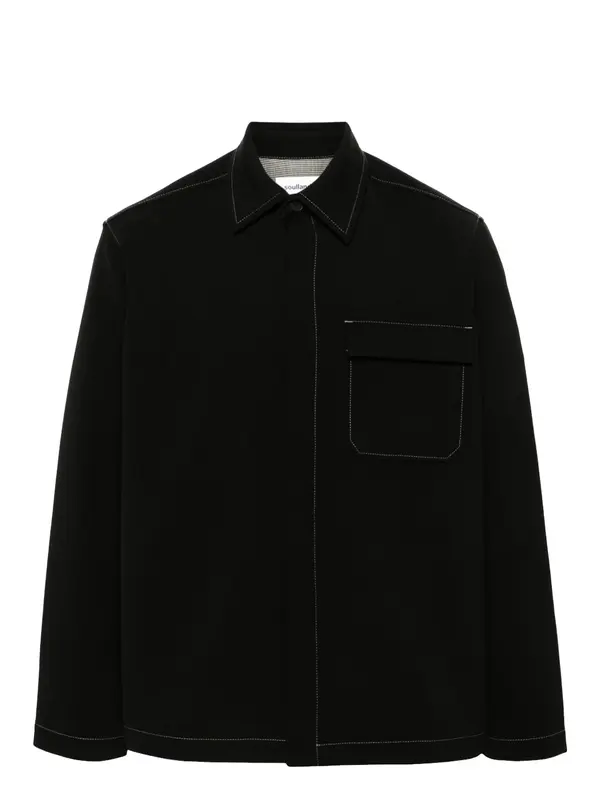 SOULLAND Rory Grain De Poudre Shirt - Black
