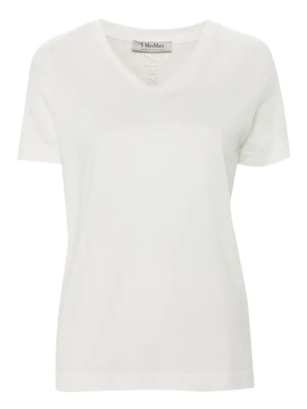 Max Mara Embroidered-logo Cotton T-shirt - White