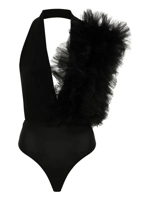 Alchemy Fashions X Lia Aram Tulle-ruffle Bodysuit - Black