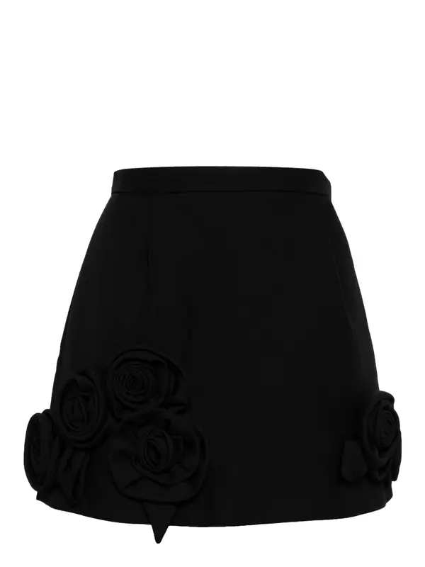 Dice Kayek Floral-appliquéd Miniskirt - Black