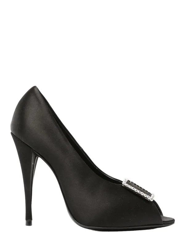 Saint Laurent 115mm Crystal-embellished Satin Pumps - Black