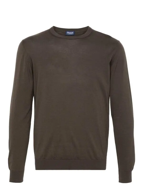 DRUMOHR Fine-knit Cotton Jumper - Brown
