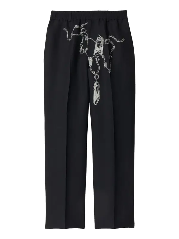 Burberry Knight Hardware Straight-leg Trousers - Black