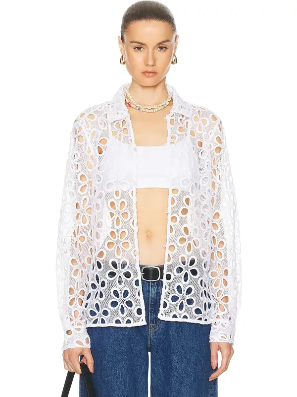 BODE Primrose Lace Long Sleeve Shirt - Natural