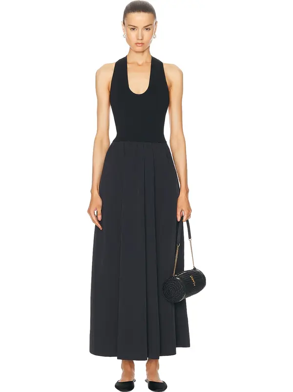 ST. AGNI Plunge Neck Dress - Black