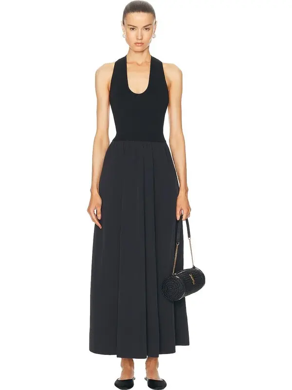 ST. AGNI Plunge Neck Dress - Black