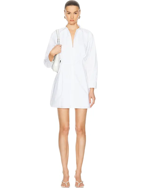FRAME Pleated Shirt Dress - White