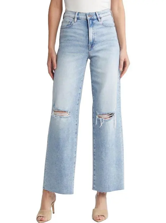 HIDDEN JEANS Ripped High-waist Dad Jeans - Light Wash