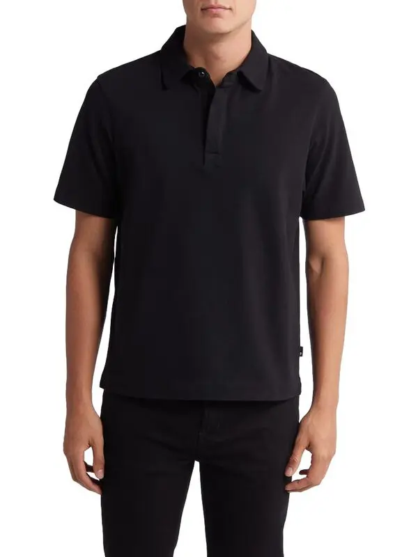 7 For All Mankind Piqué Knit Polo - Black
