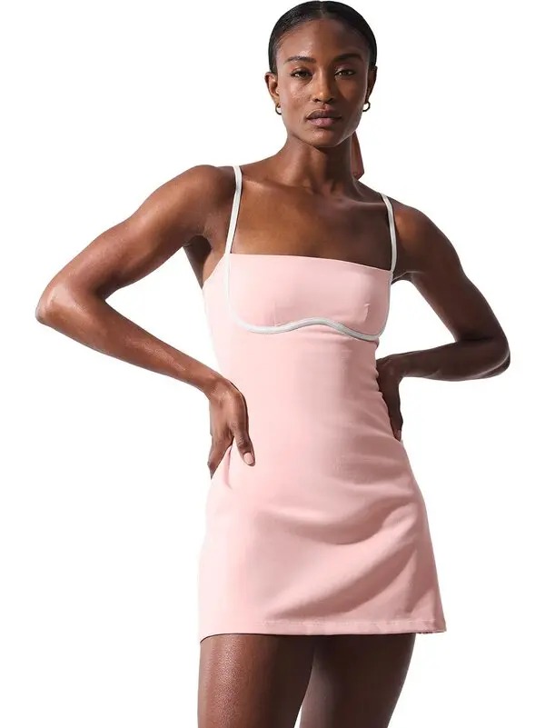 Alo Yoga Airbrush Streamlined A-line Dress - Pink Quartz/white