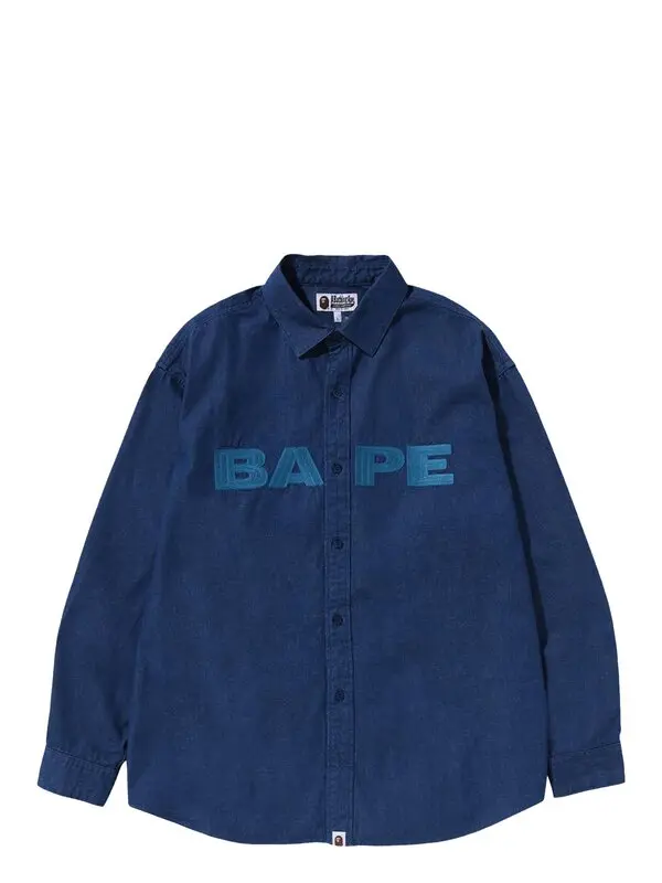 A BATHING APE Denim Loose Fit Shirt 'indigo - Blue