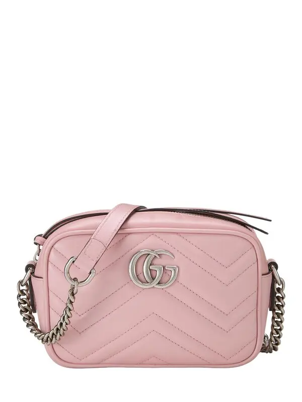 Gucci Leather Gg Marmont Crossbody - Pink