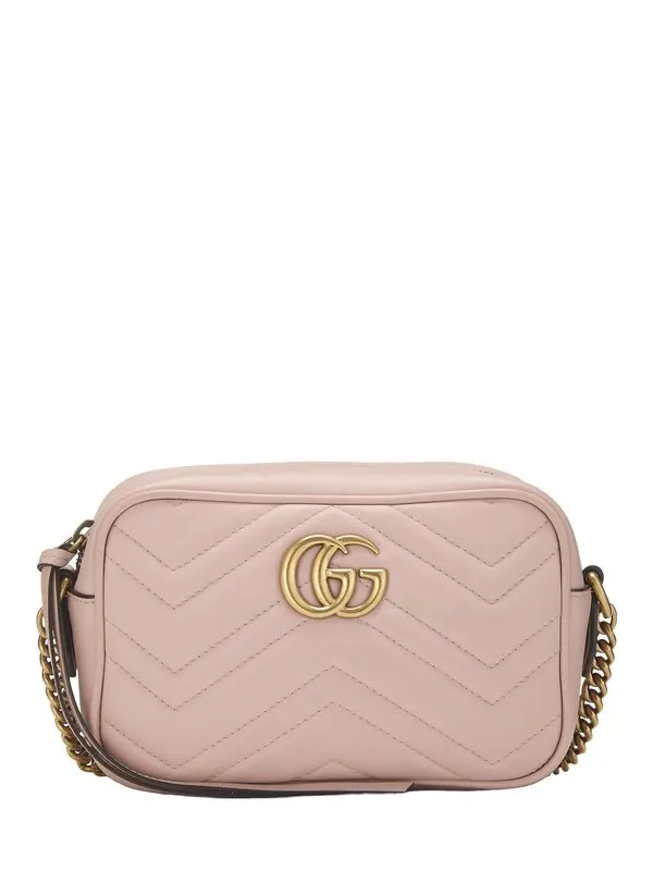 Gucci Leather Gg Marmont Crossbody - Pink