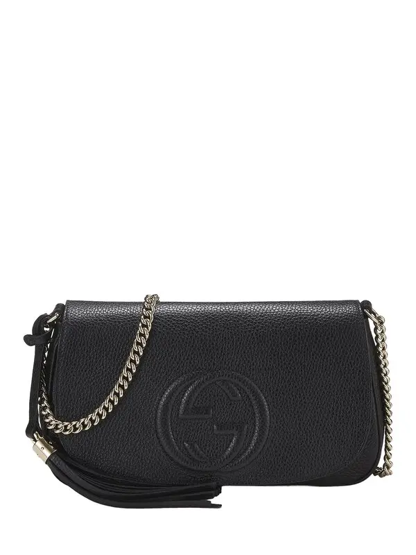 Gucci Grained Leather Soho Chain Flap Crossbody - Black