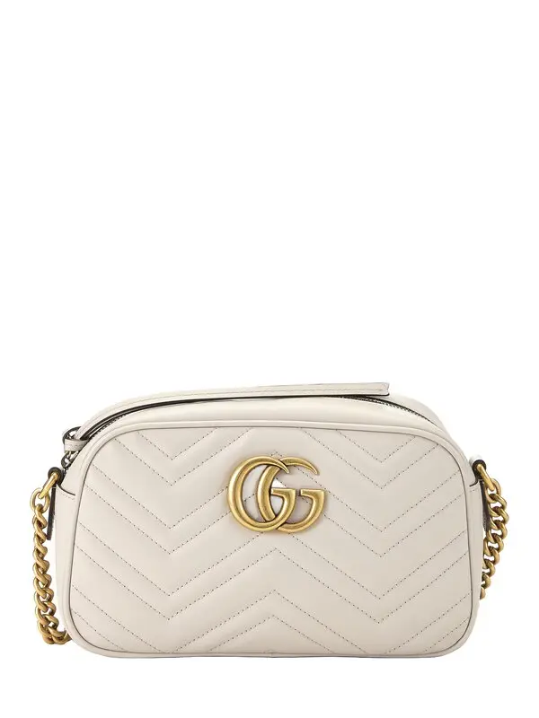 Gucci Leather Gg Marmont Crossbody Bag - White