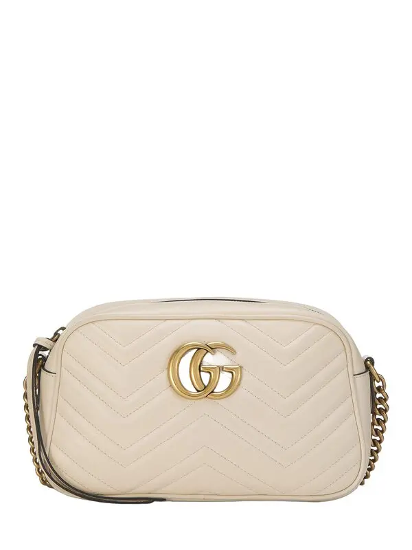 Gucci Leather Gg Marmont Crossbody Bag - White