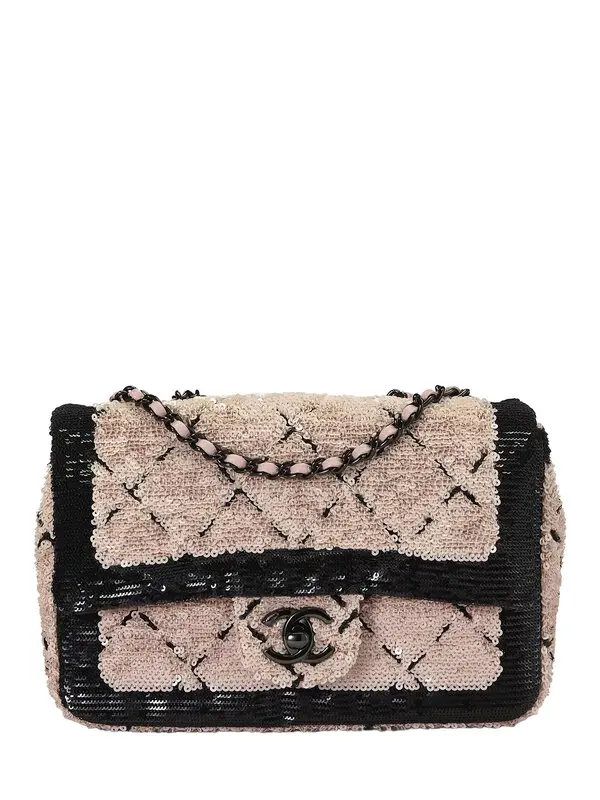 Chanel Sequin Half Flap Shoulder Bag - Pink