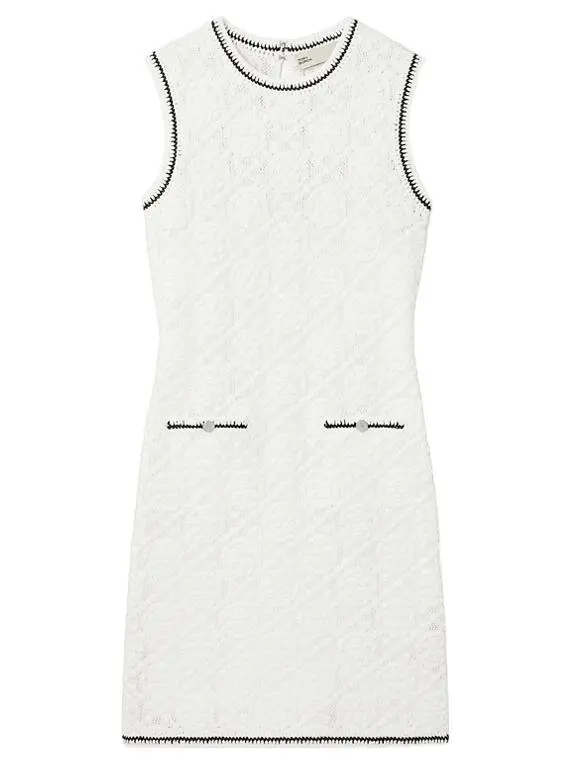 Tory Burch Cotton Pointelle Knitted Tank Dress - White
