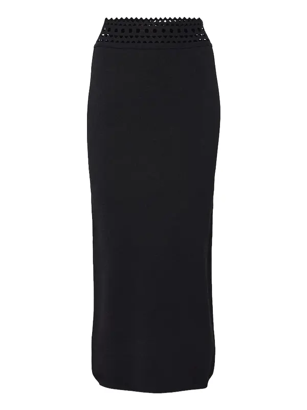 Alaïa Viennen Jersey Midi Skirt - Black