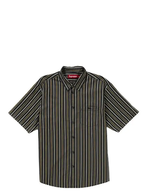 Supreme Loose Fit Stripe Short Sleeve Shirt - Black