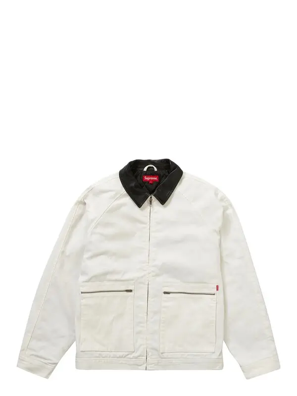 Supreme Leather Collar Work Jacket - Natural