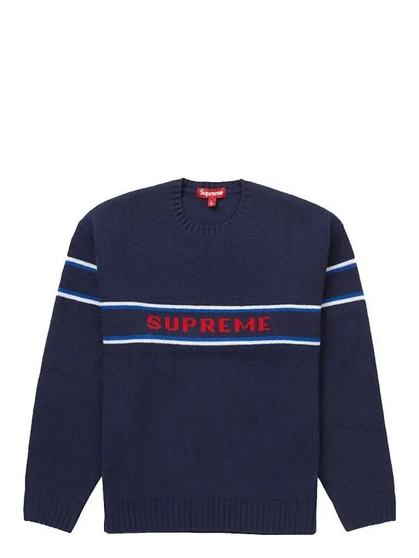 Supreme Chest Stripe Sweater - Navy Blue