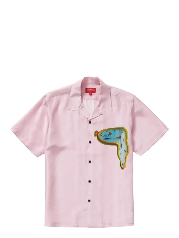 Supreme The Persistence Of Memory Silk Short Sleeve Shirt - Light Pink