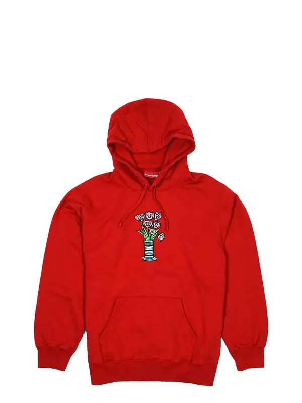 Supreme Flowers Hooded Sweatshirt - Red