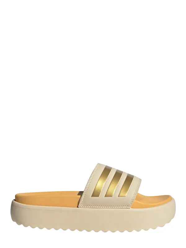 Adidas Adilette Platform Slides - Crystal Sand/gold Metallic/semi Spark