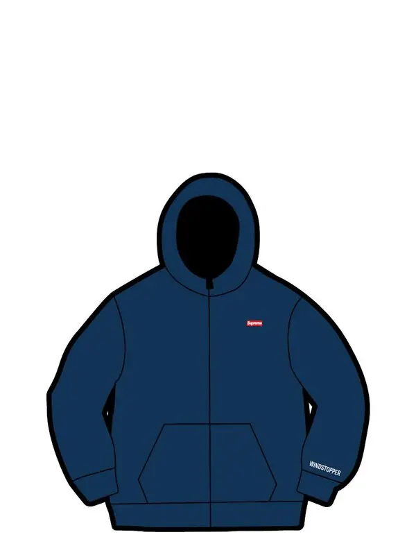 Supreme Windstopper Zip Up Hooded Sweatshirt - Washed Navy Blue