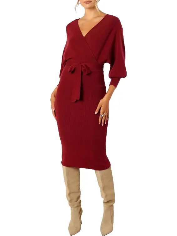 PETAL & PUP Nate Long Sleeve Dress - Merlot